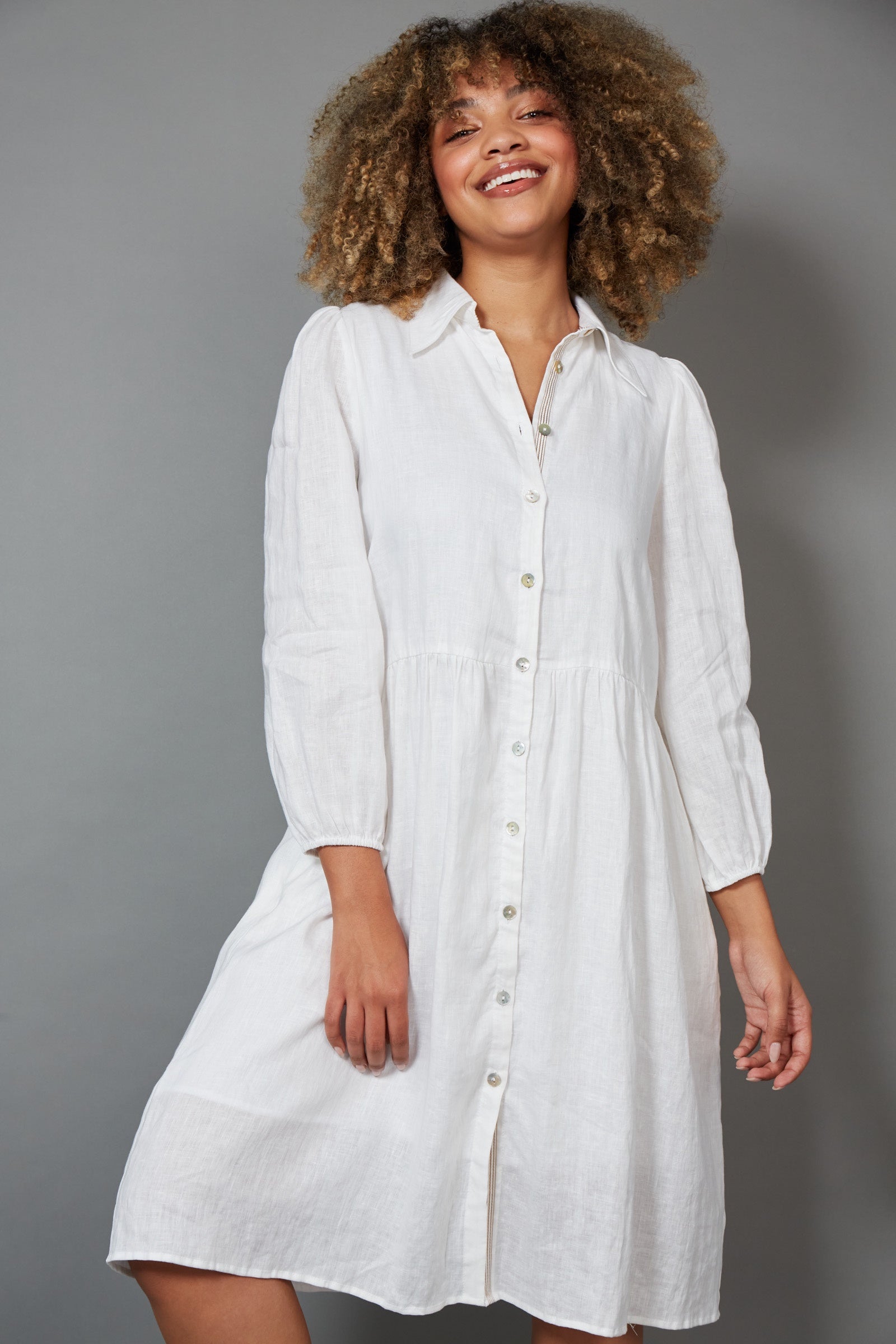 Studio Midi Shirt Dress Salt – Brave and Be